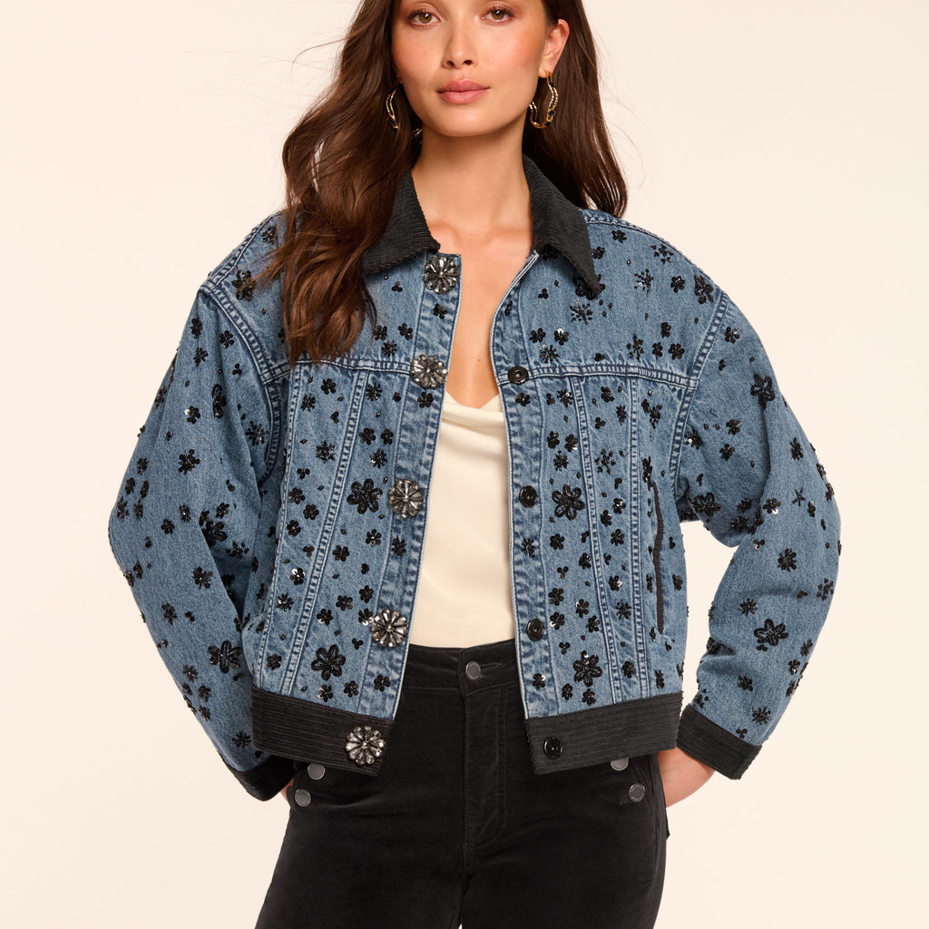 Robin Embellished Jean Jacket in beaded denim | Ramy Brook