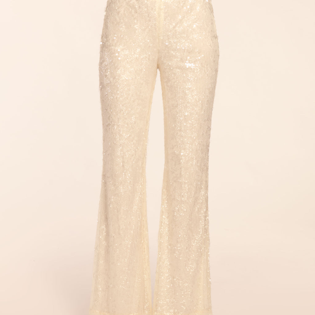 white sequins pants