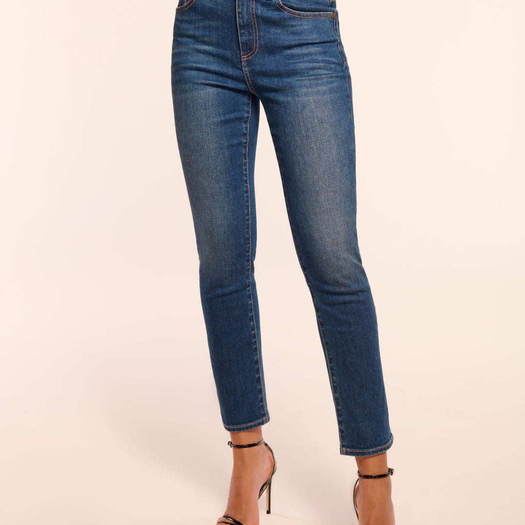 Harlow 5-Pocket Straight Leg Jean in medium wash | Ramy Brook