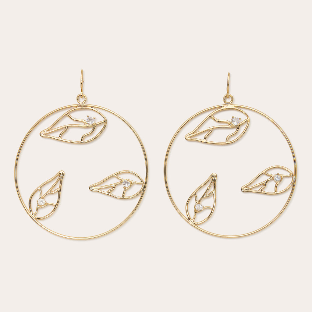 Abrie Leaf Hoop Earrings in gold | Ramy Brook