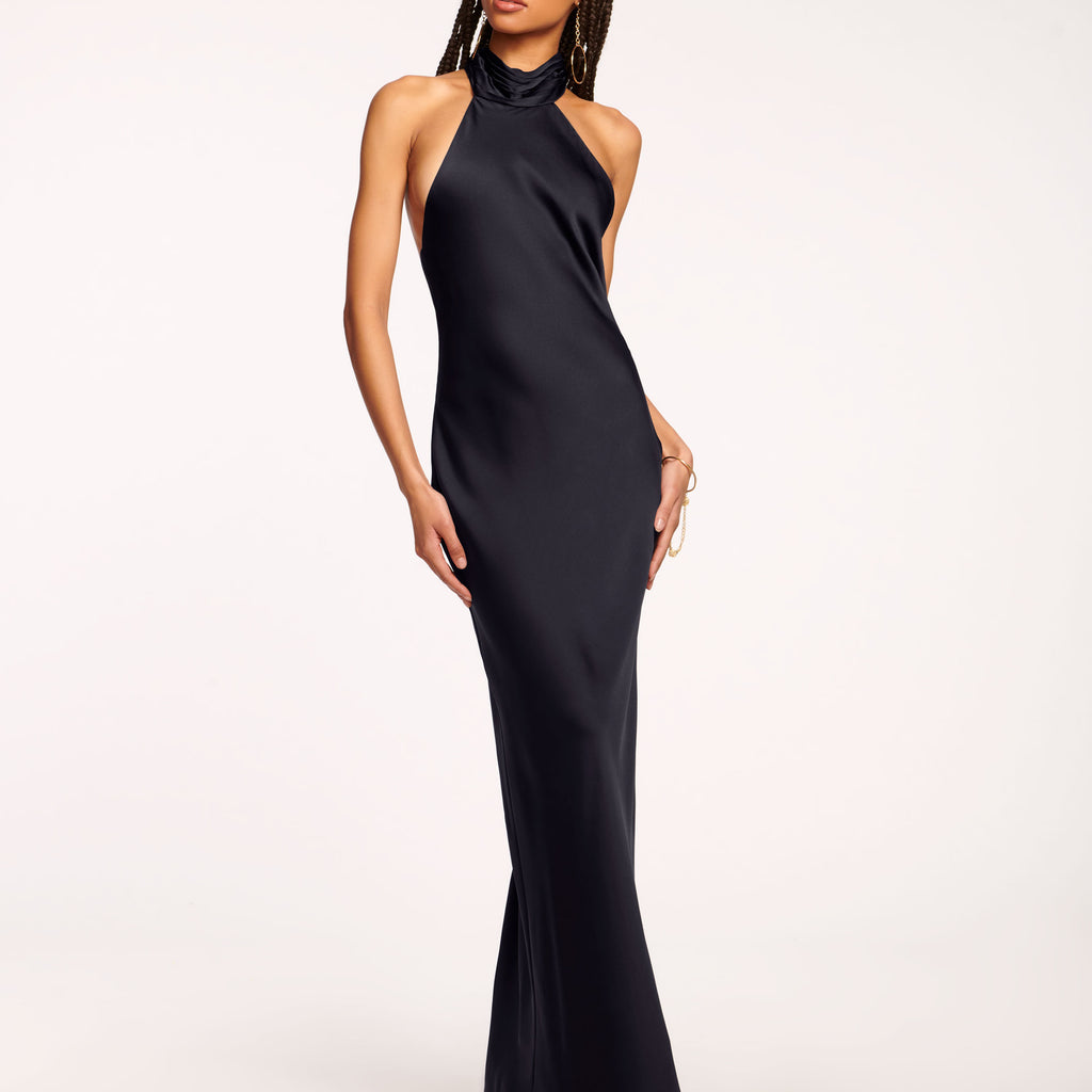 Tatiana High Neck Gown in black | Ramy Brook