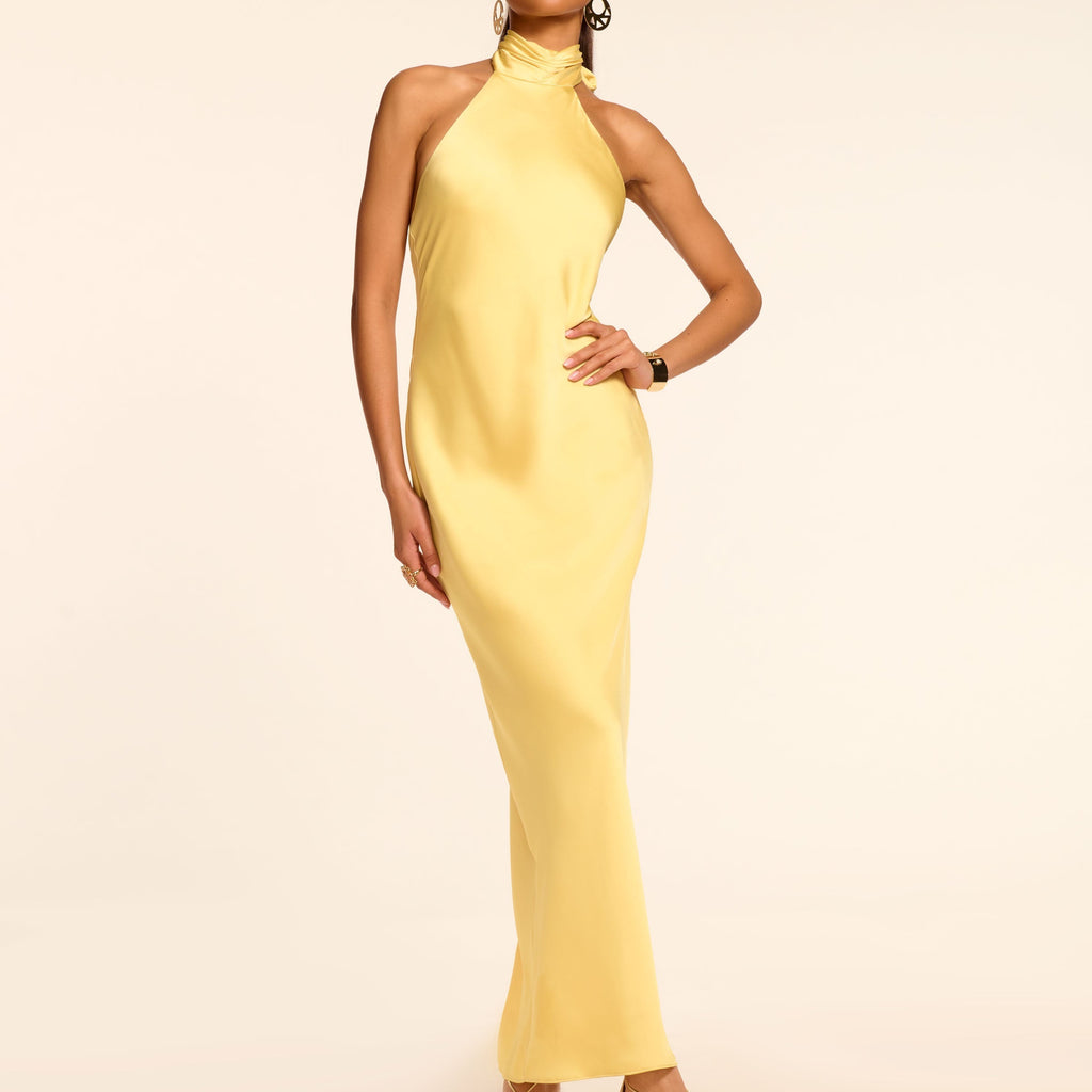 Tatiana High Neck Gown in tropic green | Ramy Brook