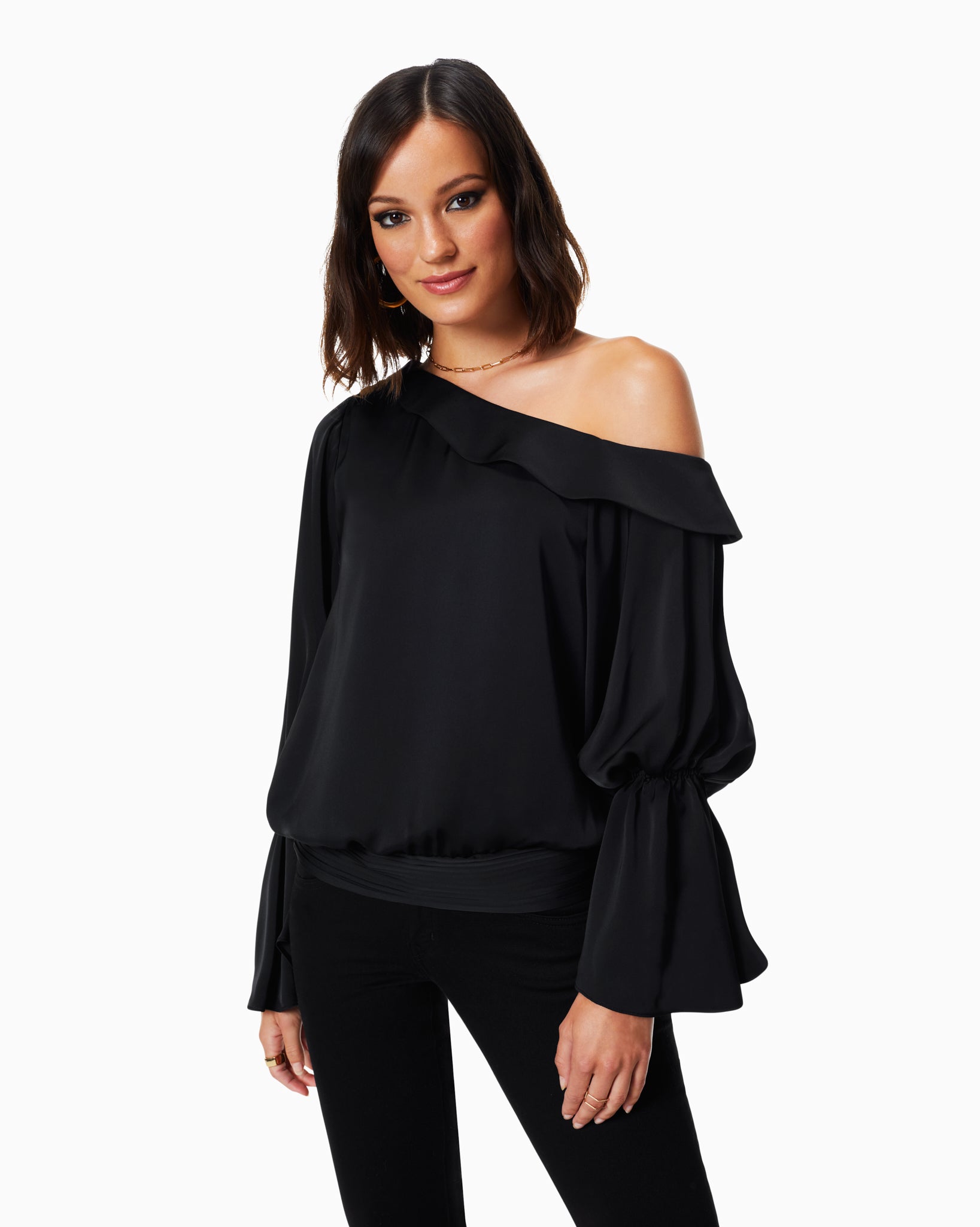 Sammy Off-The-Shoulder Top in black | Ramy Brook