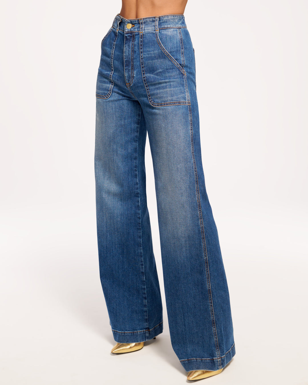 Theodora Wide Leg Jean in medium wash | Ramy Brook
