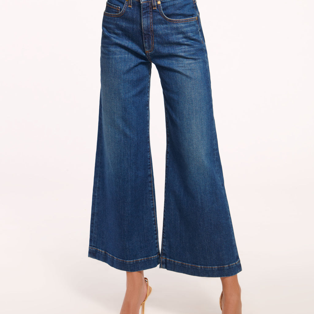 Tyra 5-Pocket Cropped Wide Leg Jean in light wash | Ramy Brook