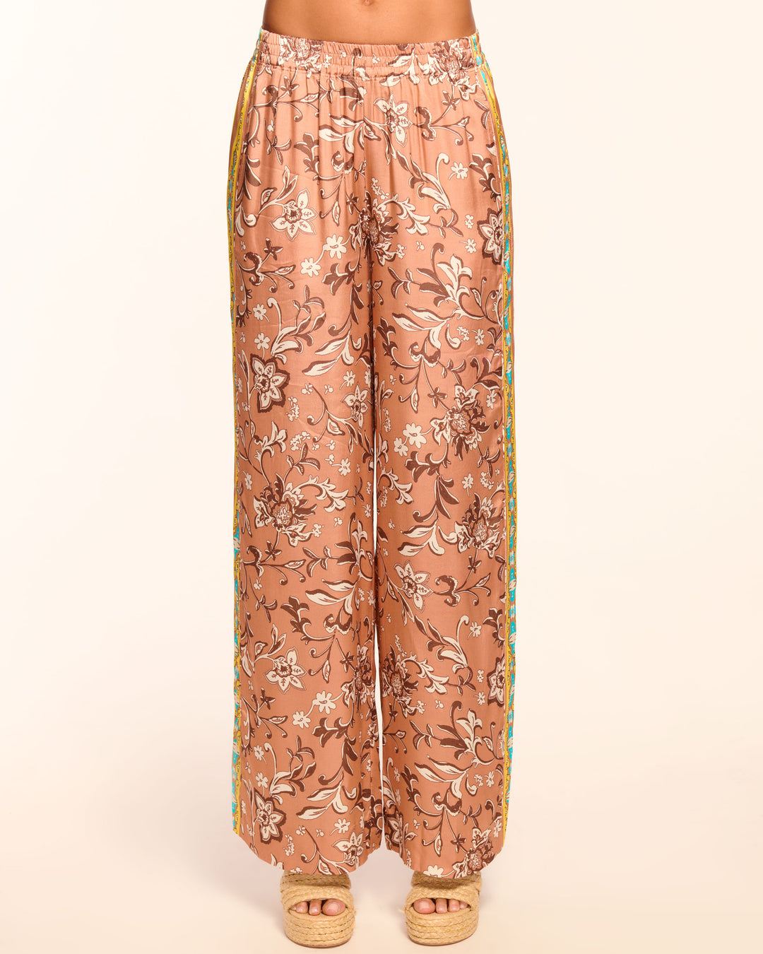 Patricia Smocked Wide Leg Pant in brown jungle | Ramy Brook