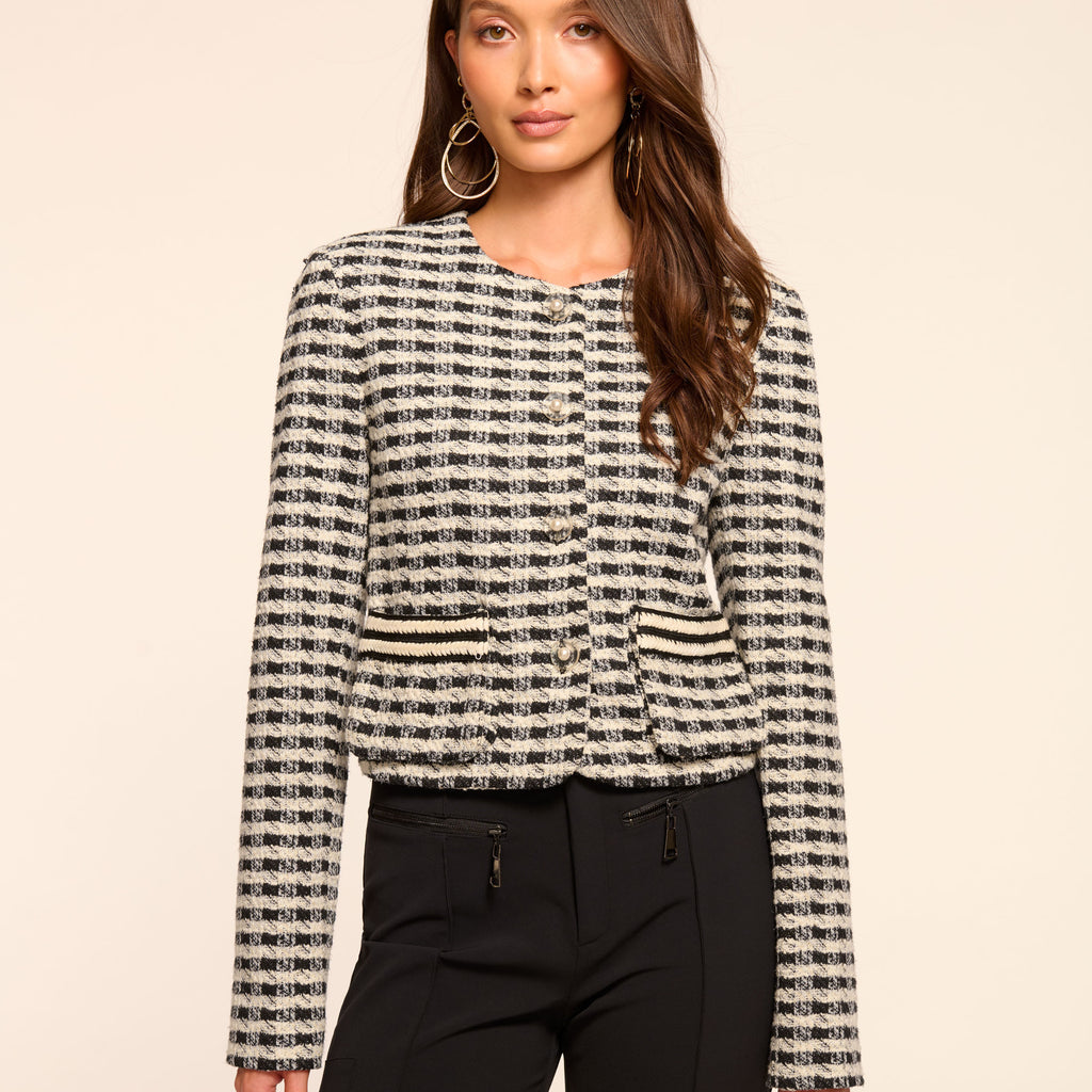 Thomas Tweed Jacket in black gingham | Ramy Brook