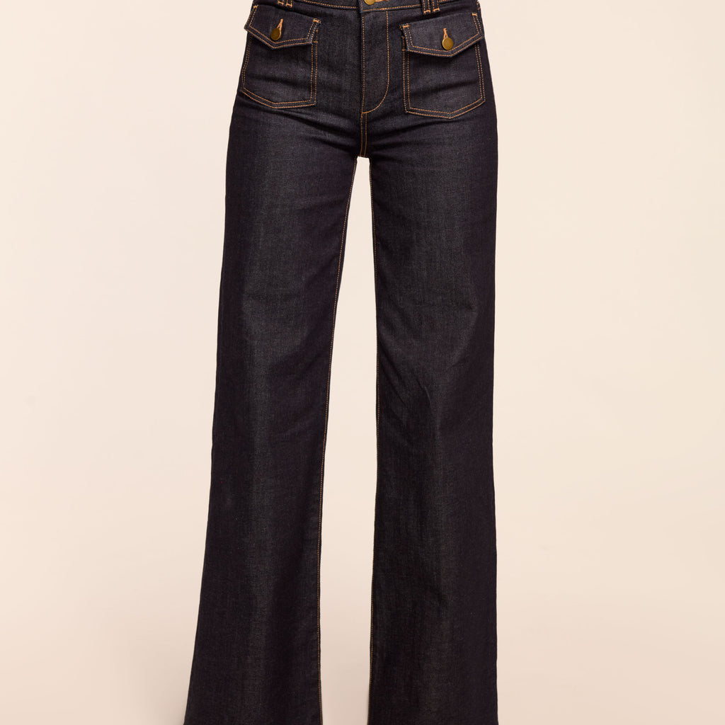Fay High-Rise Wide Leg Jean in resin rinse | Ramy Brook