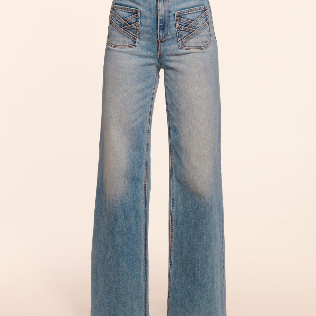 Heidi High-Rise Wide Leg Braided Jean in light wash | Ramy Brook